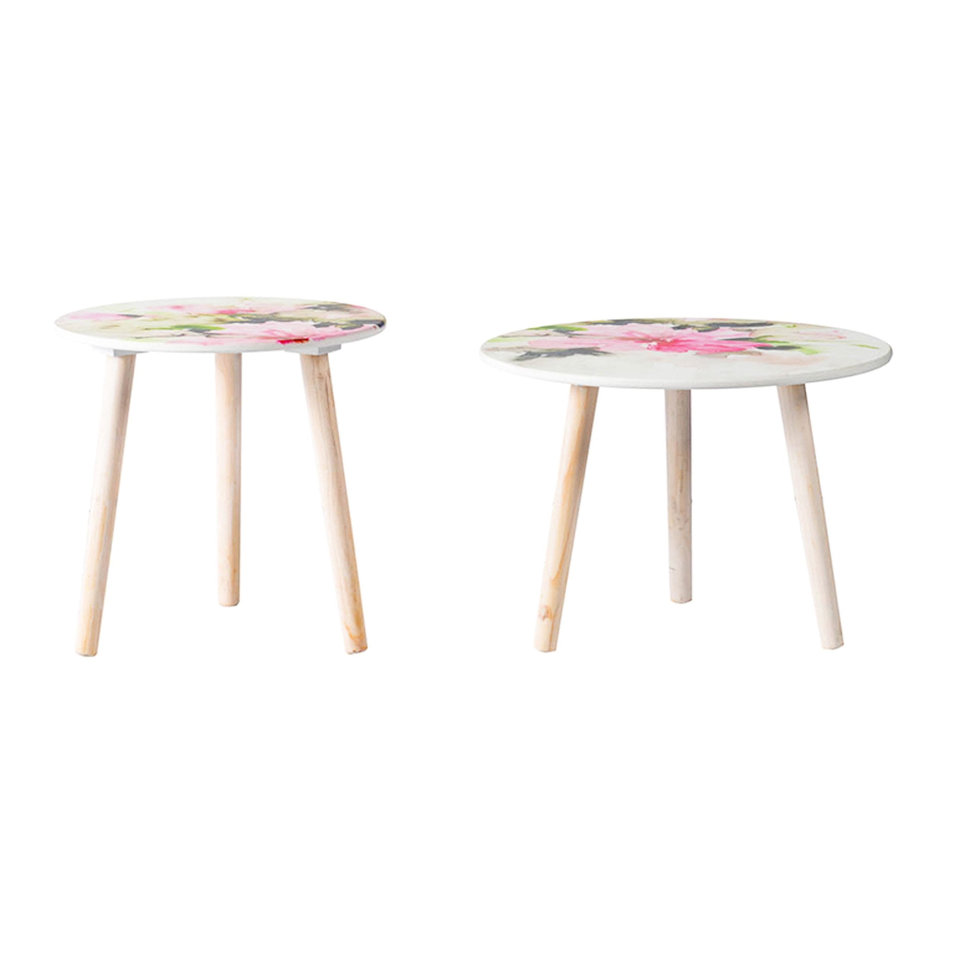 Nature inspired pink white MDF side tables set accent foyer with visual ...