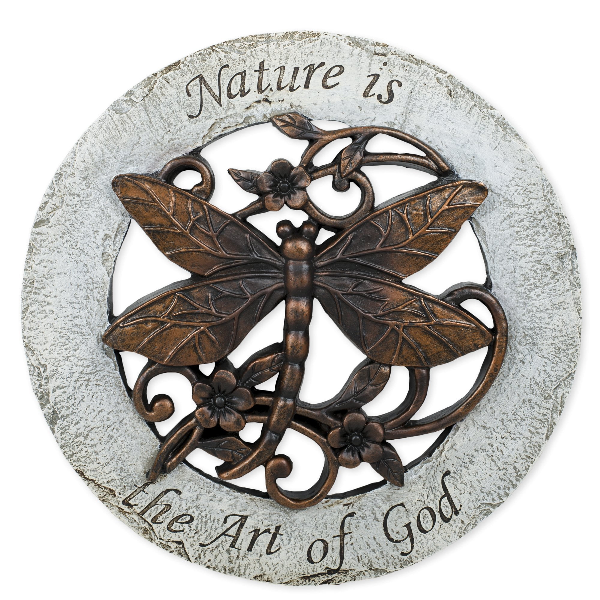 Nature is The Art OIF8 of God Dragonfly 12 inch Round Dolomite Resin ...
