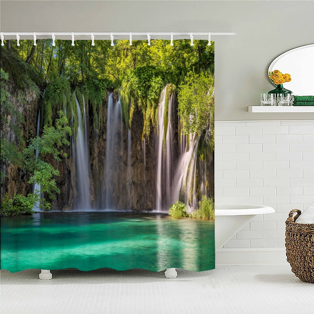 Nature landscape Forest Printed Shower Curtain Waterproof Fabric ...