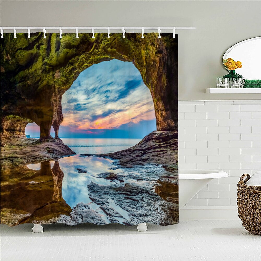 Nature landscape Shower Curtain Printed Waterproof Fabric Scenery ...