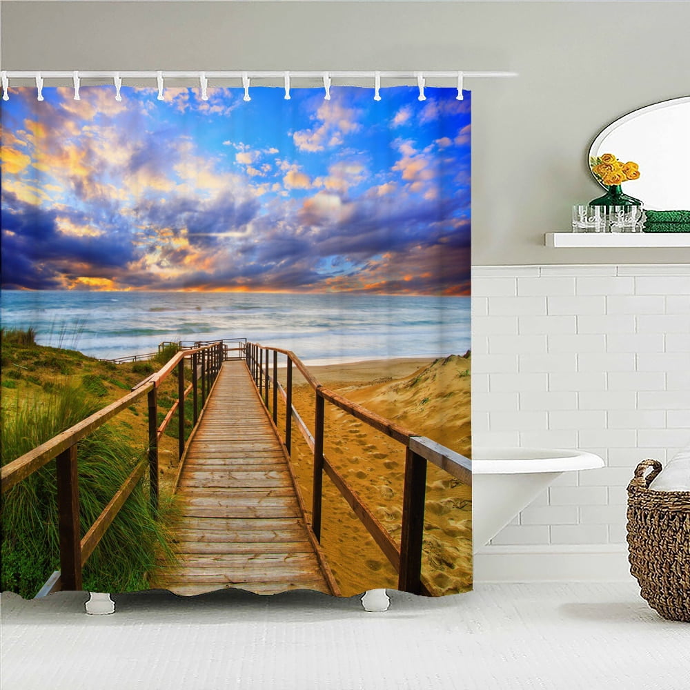 Nature landscape Shower Curtain Printed Waterproof Fabric Scenery ...