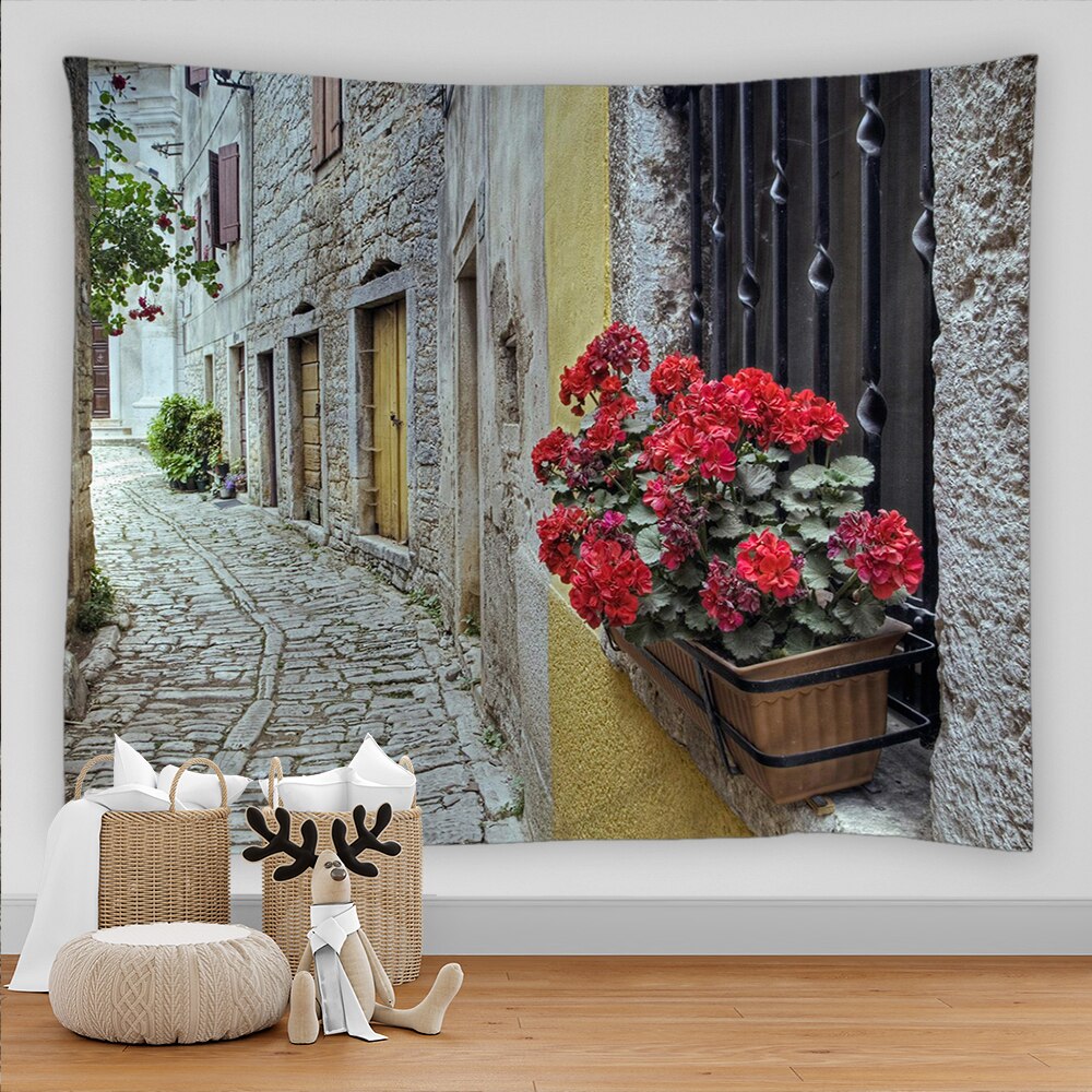 Nature landscape Tapestry Rural Lavender Tulip Flower Scenery Bohemian ...