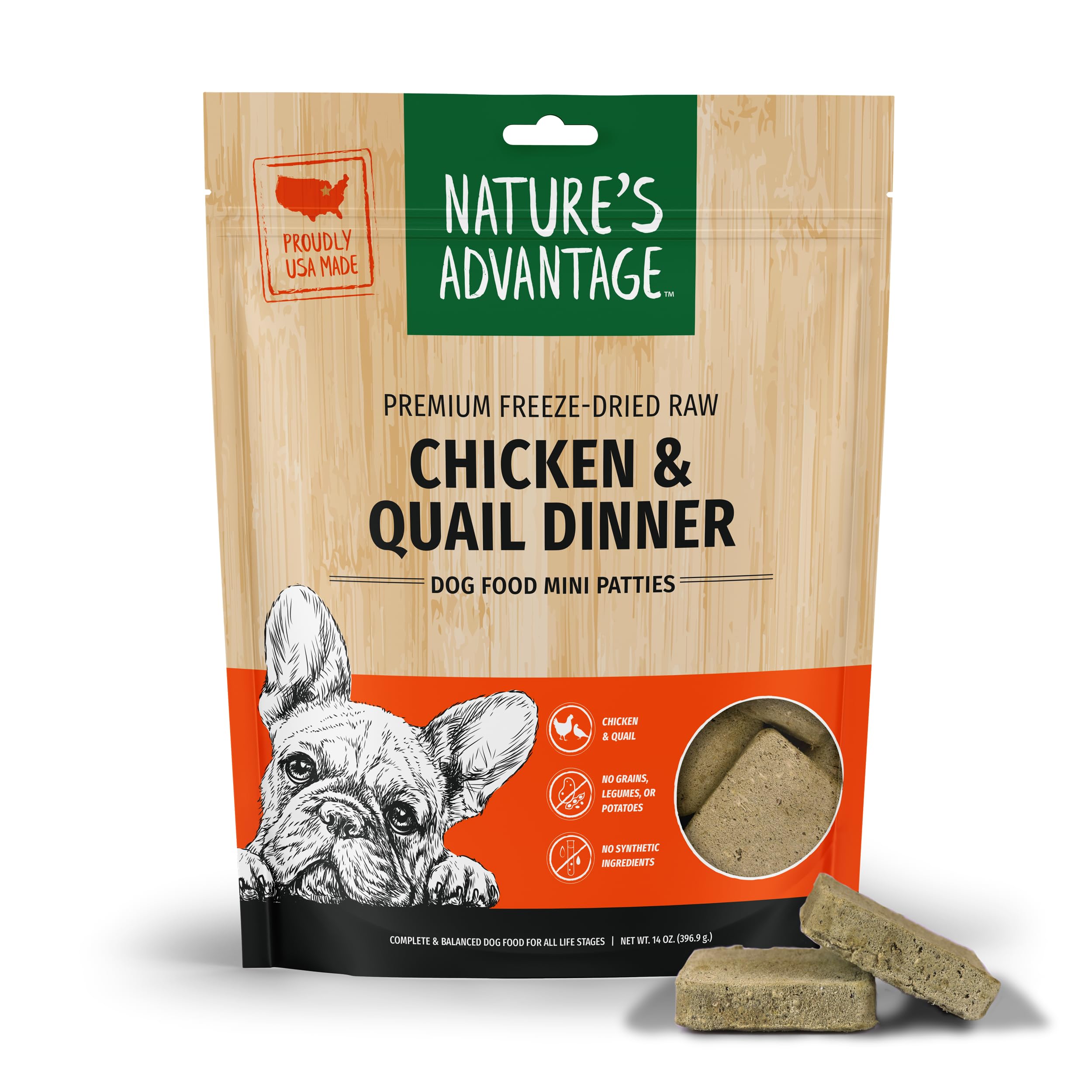 Nature's Advantage Freeze-Dried Raw TGF4 Chicken & Quail Dinner Dog ...