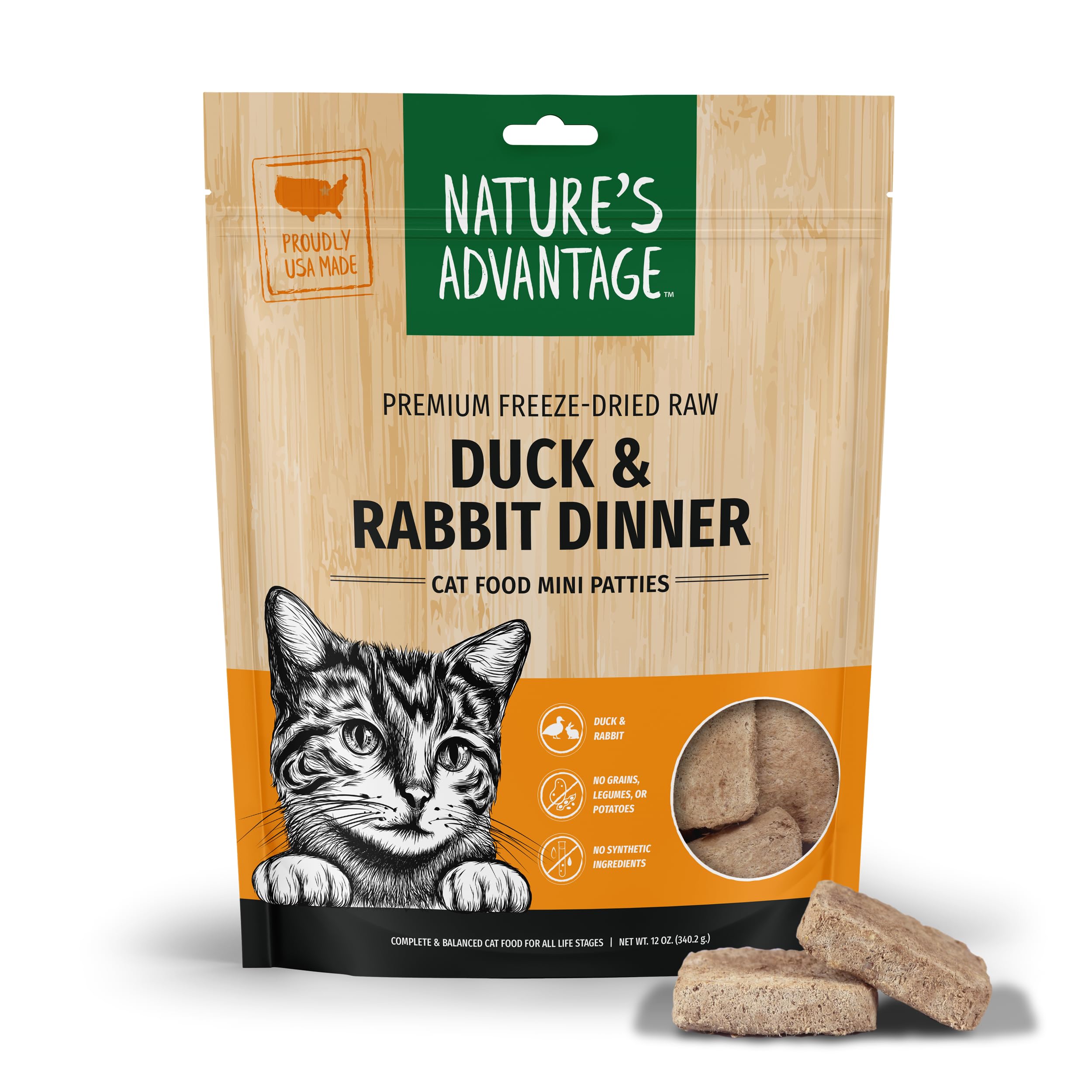 Nature's Advantage Freeze-Dried Raw TMA2 Duck & Rabbit Dinner Cat Food ...