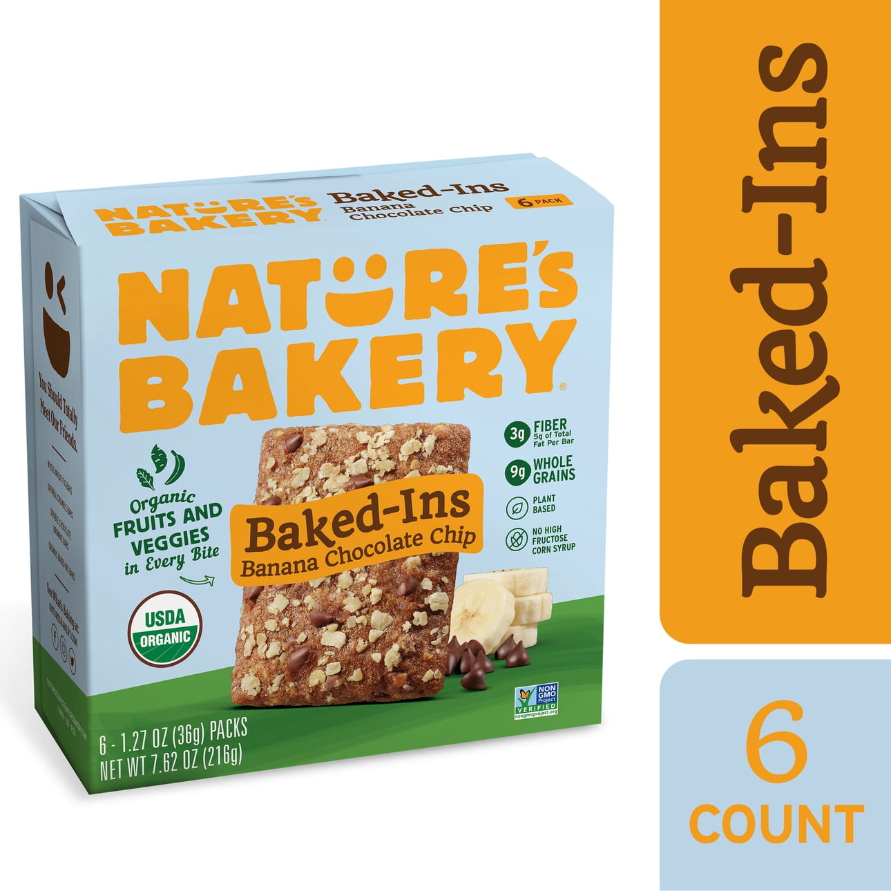 Nature's Bakery Vegan Baked-Ins Bars, Soft Breakfast Banana Chocolate ...