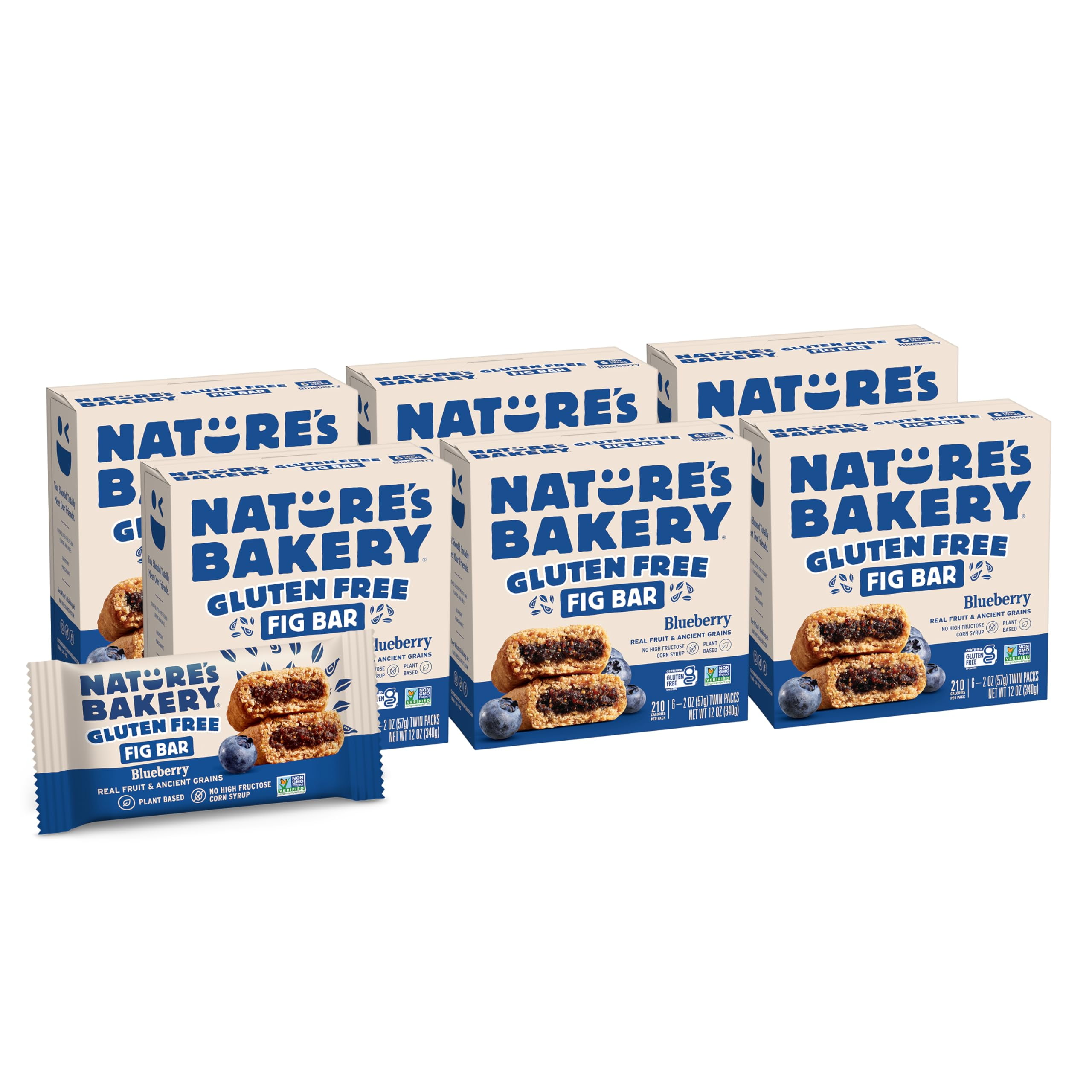 Nature’s Bakery Gluten Free BCF26 Fig Bars, Blueberry, Real Fruit ...