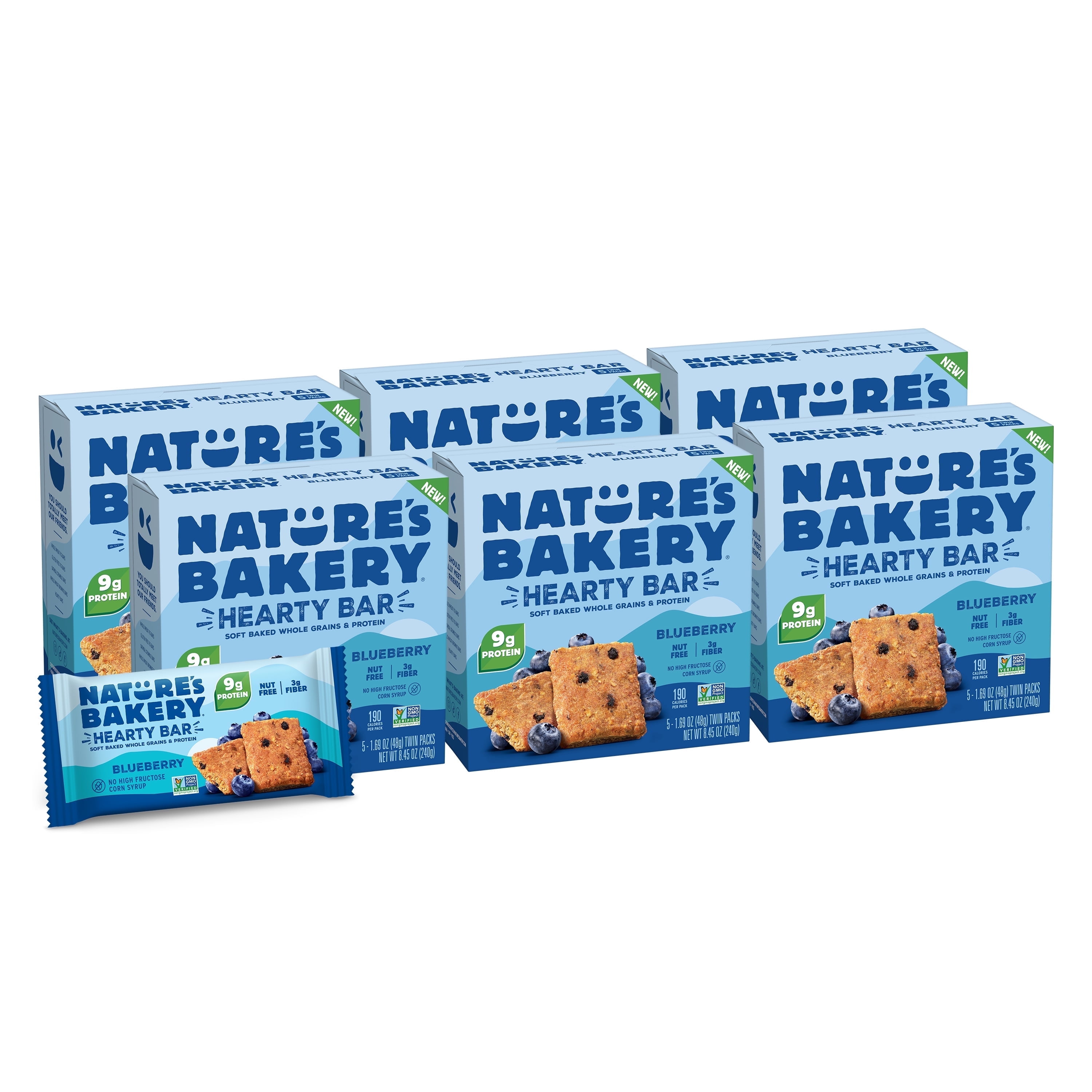 Nature's Bakery Blueberry Hearty Snack Bars, 1.69 Oz, 30 Pack, Soft ...