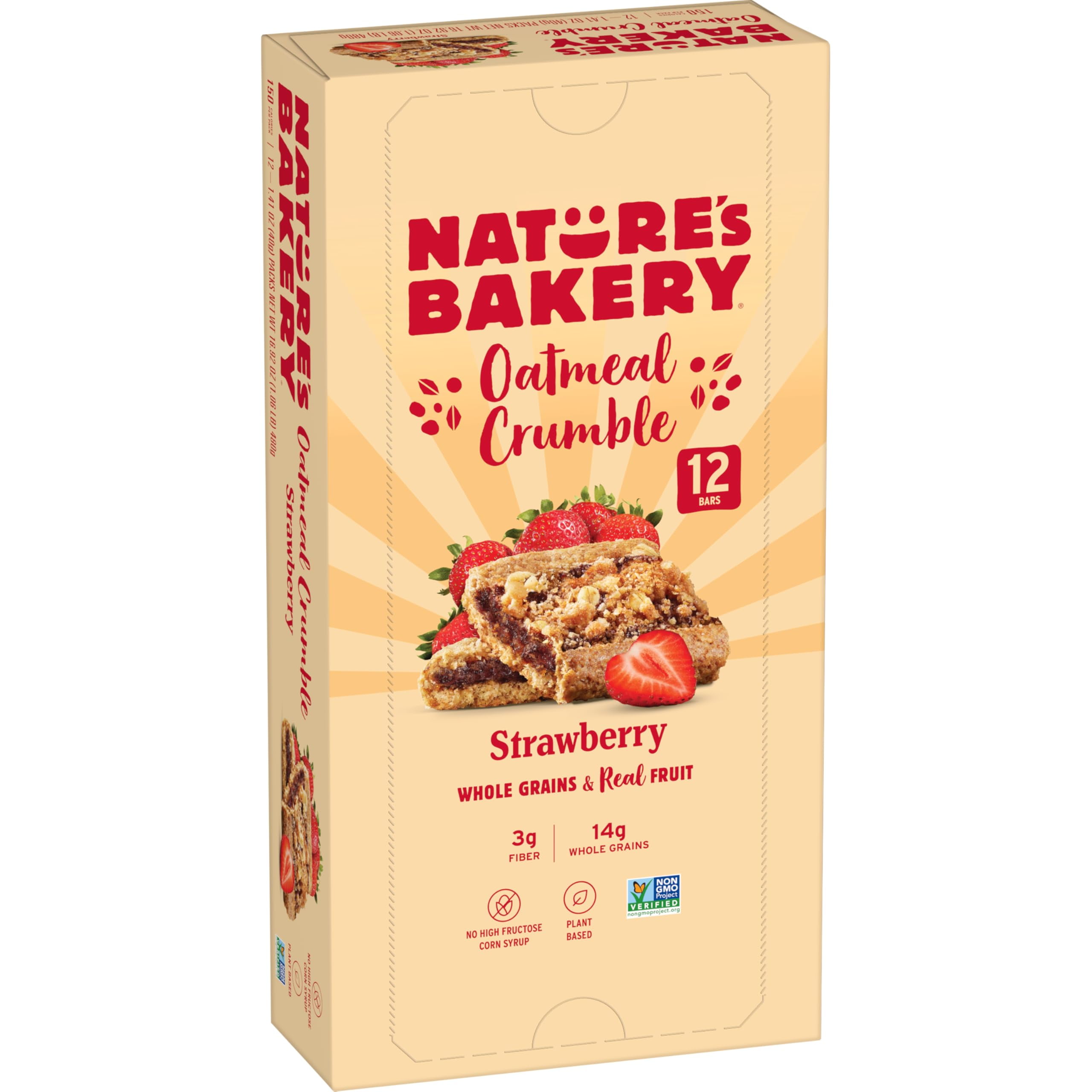 Nature’s Bakery Oatmeal Crumble Bars, Strawberry, Real MDH1Fruit, Vegan ...