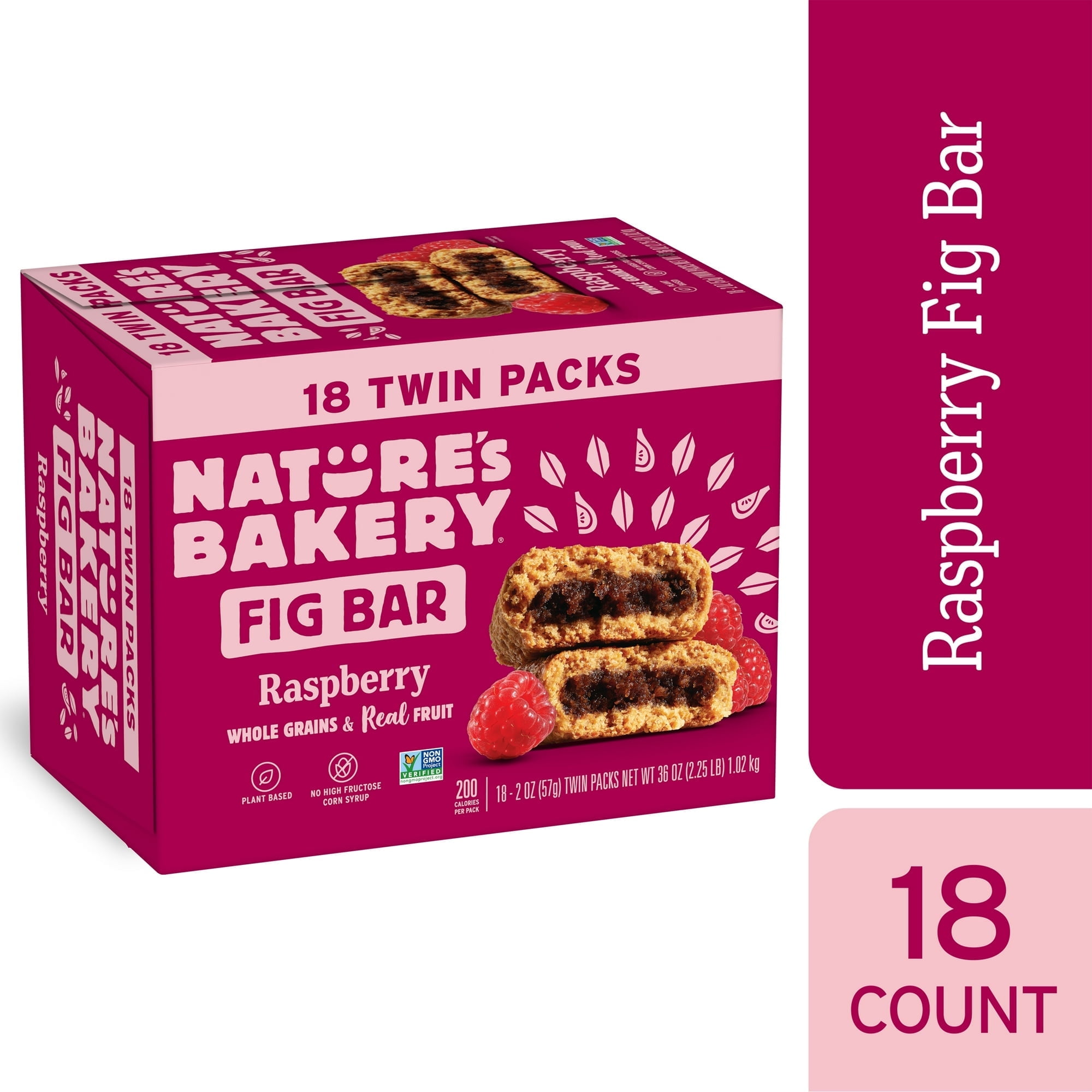 Nature's Bakery, Raspberry Fig Bar, Twin Pack, 2 oz Each, 18 Count Box ...