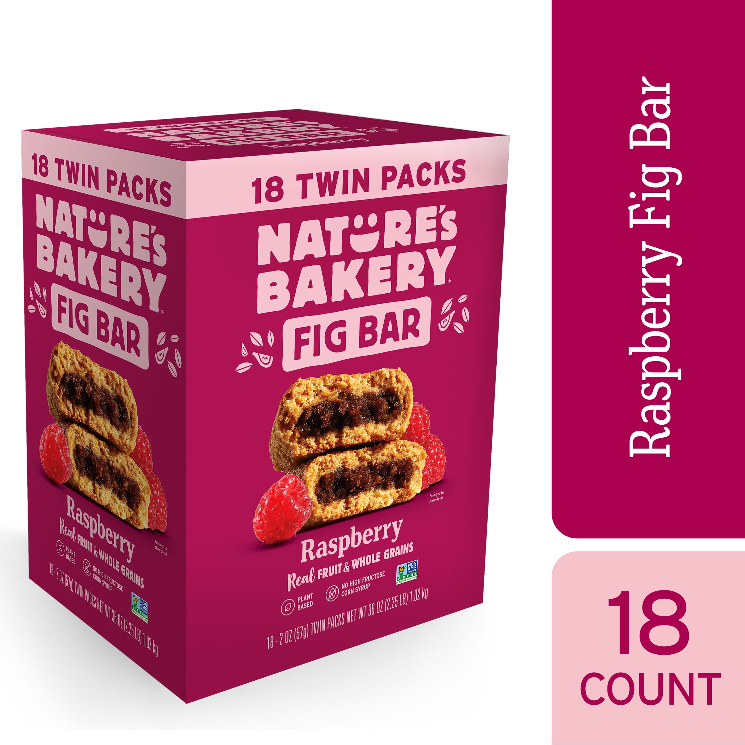 Nature's Bakery, Raspberry Fig Bar, Twin Packs, 2 oz, 18 Count ...