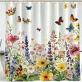 Natures Beauty Butterfly And Wildflower Garden Shower Curtain
