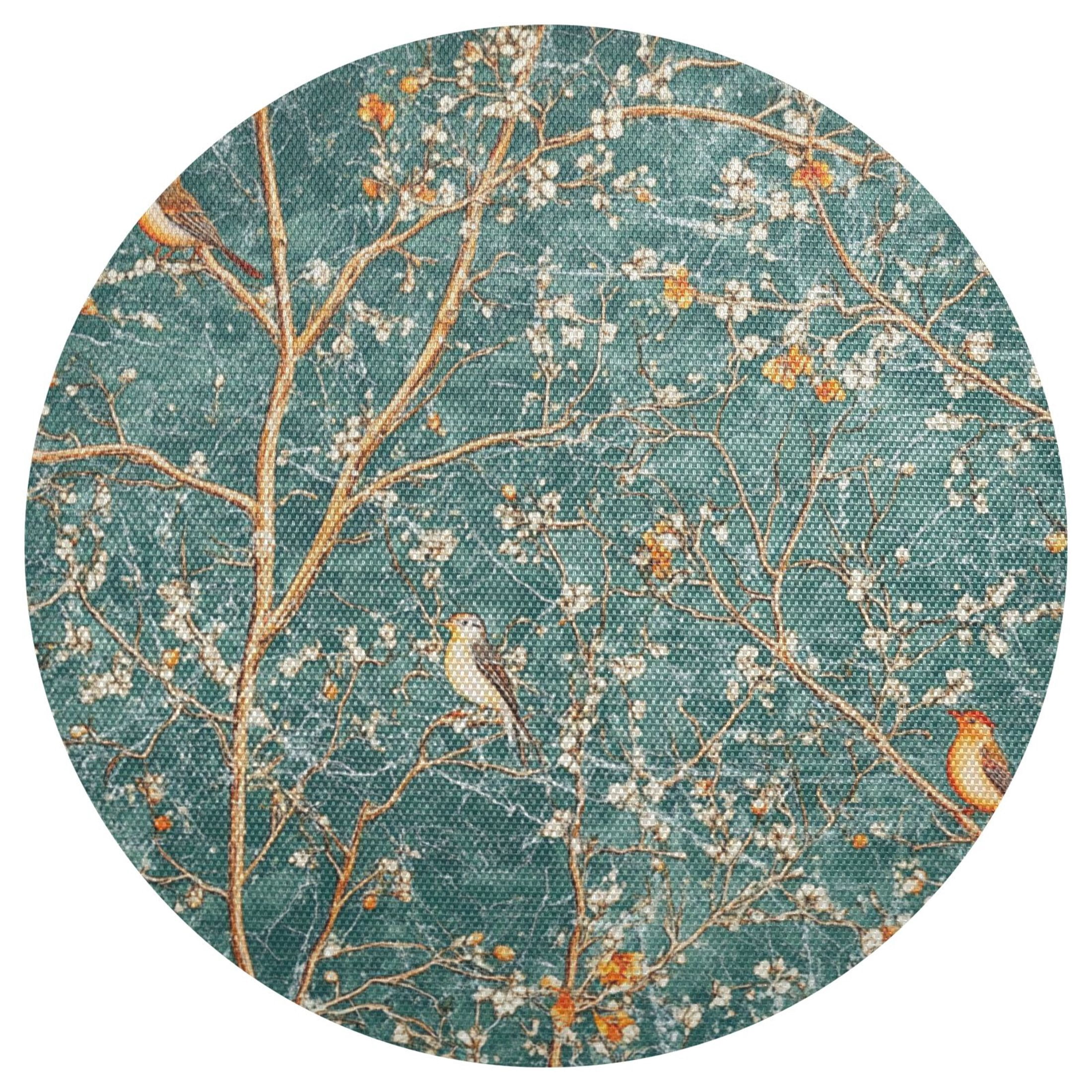 Nature's Birds in Bloom 6-Piece 15.4in Durable PVC Plate Mats, Heat ...