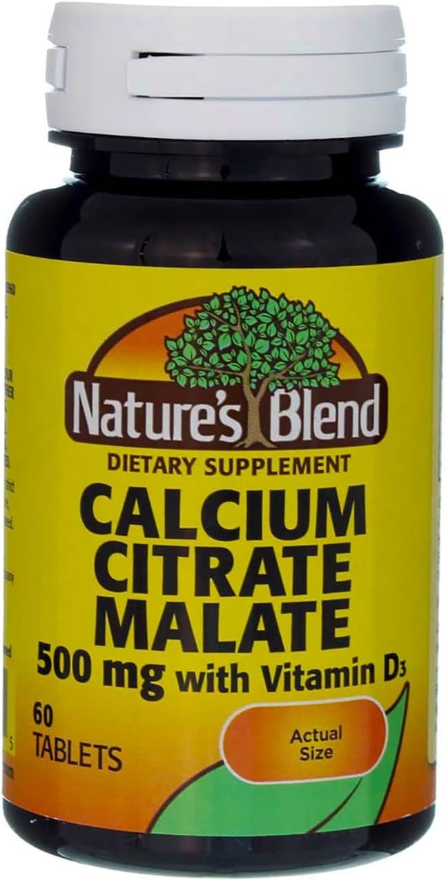 Nature's Blend Calcium Citrate (500mg) Malate with 200 IU Vitamin D ...