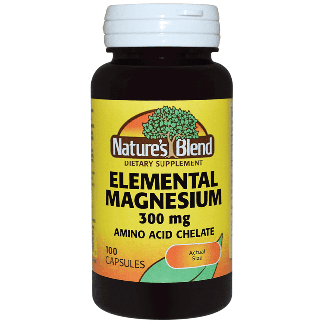 Nature's Blend Elemental Magnesium 300mg, Dietary Supplement, 100 Caps ...