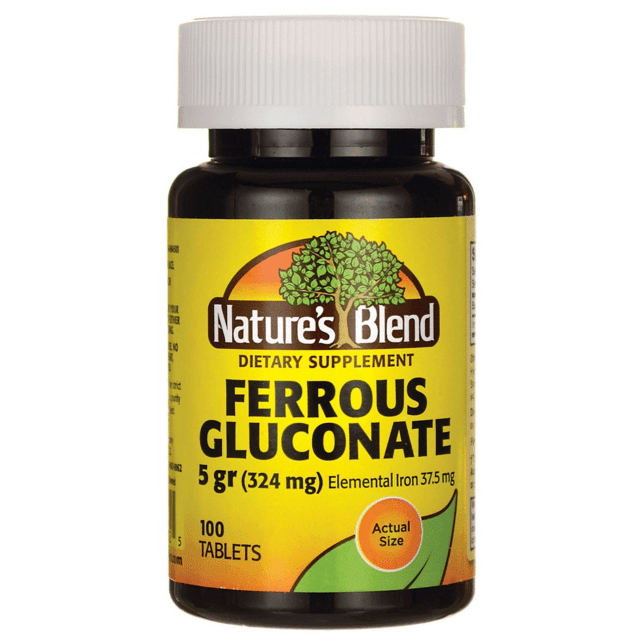 Nature's Blend Ferrous Gluconate Tablets, 100 Count, 37.5mg Iron ...