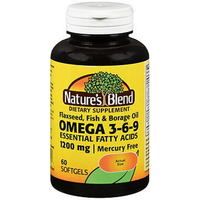 Nature's Blend Flax Supplement Gel - Flaxseed, Fish & Borage Oils 1200 ...