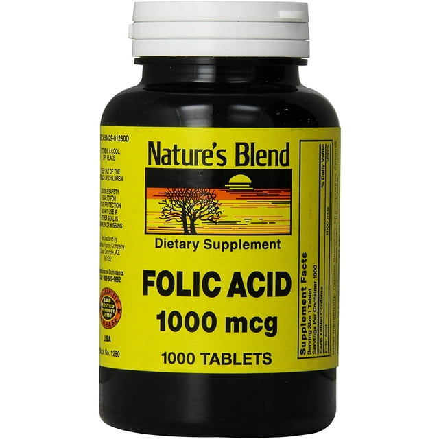 Nature's Blend Folic Acid 1000 mcg, 1000 Tablets - Walmart.com