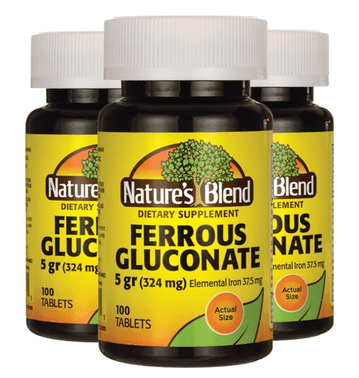 Nature’s Blend [High Potency] Ferrous Gluconate 5 gr (324 mg) | 100 ...