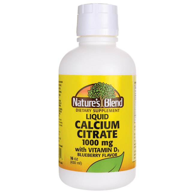 Nature's Blend Liquid Calcium Citrate with D3 Supplement - Blueberry ...