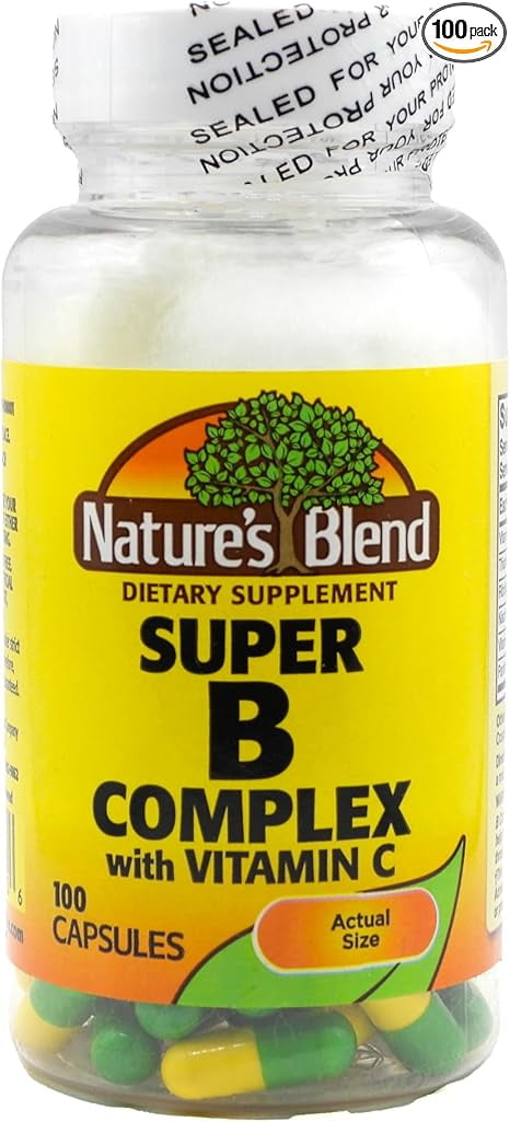 Nature's Blend Super B Complex, Vitamin C Supplement, 100 Capsules ...