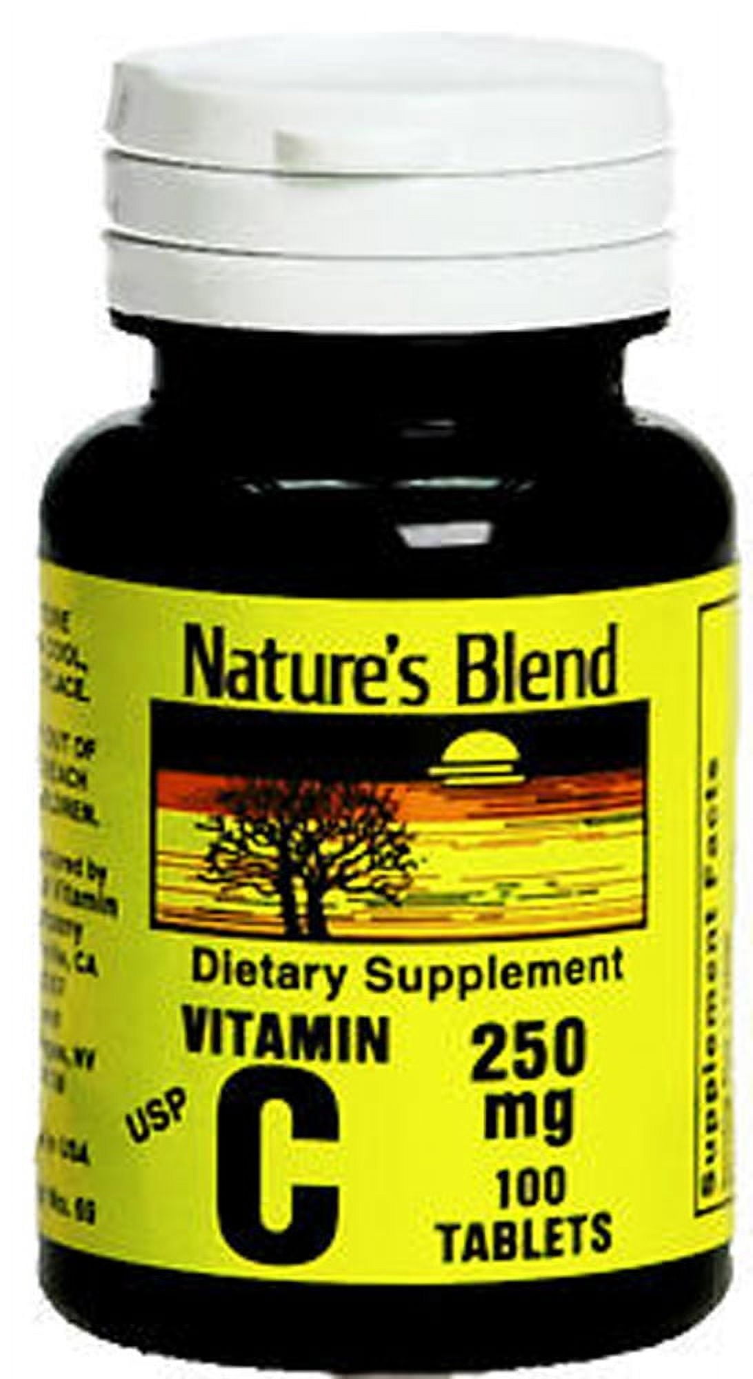 Nature's Blend 250mg Vitamin C Dietary Supplement Tablets, 100 Count ...