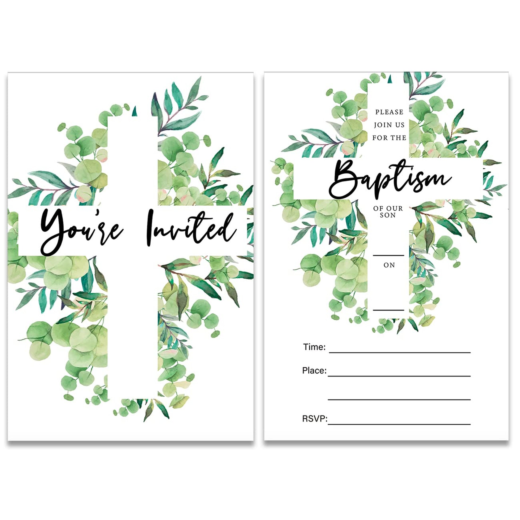 Nature's Blessing Baptism Invitations Set of 20 with Envelopes ...