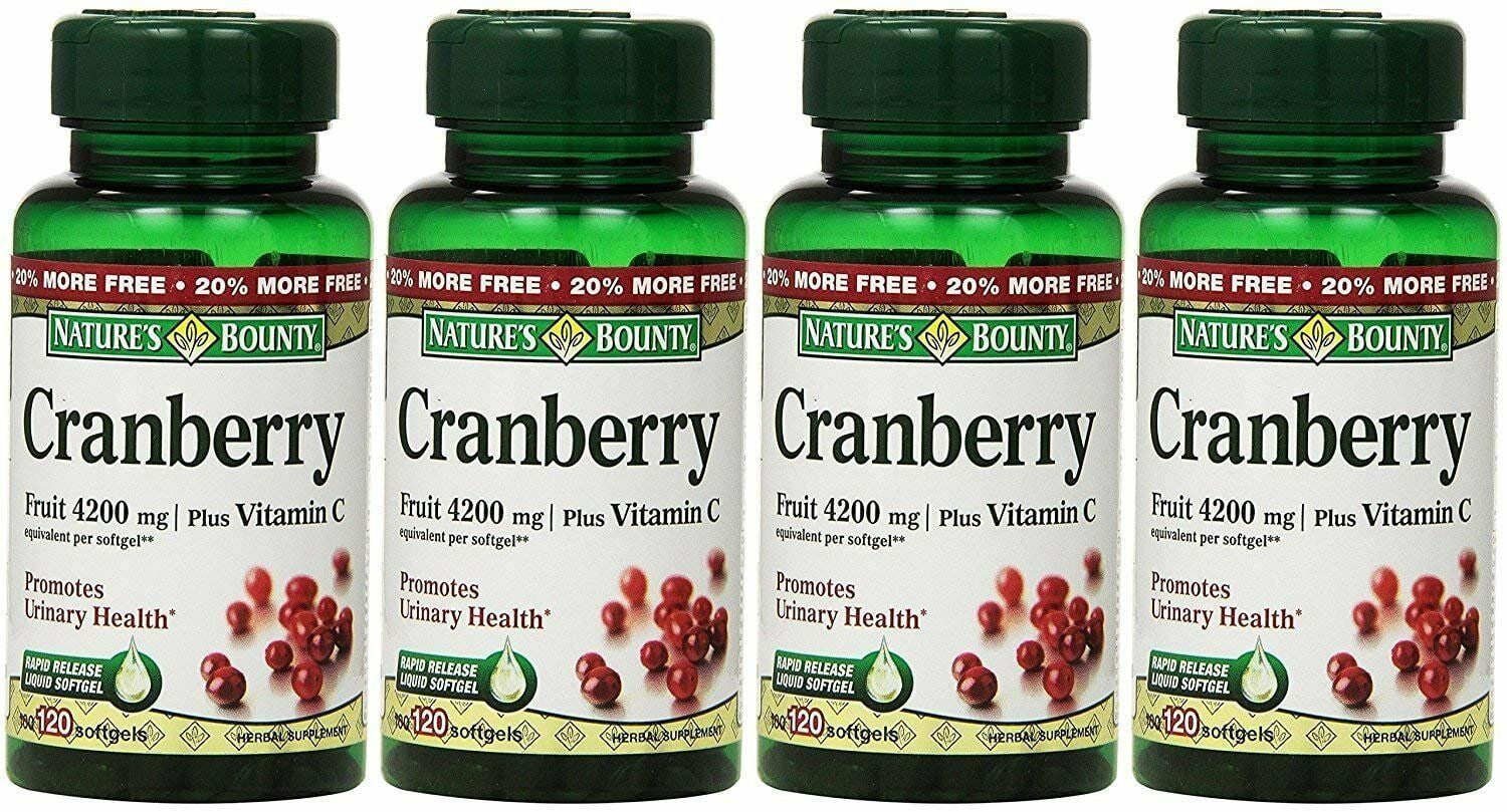 Nature's Bounty 4200Mg W/ Vitamin C Treat Urinary Health, Cranberry, 120Ct, 4-Pack - Walmart.com