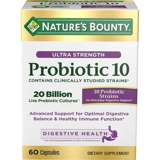 Nature's Bounty Ultra Probiotic 10, 60 Capsules - Walmart Business Supplies