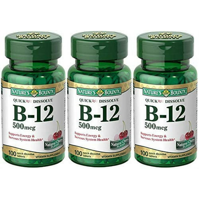 Nature's Bounty B-12 Quick Dissolve Tablets 500 Mcg, 100 Count (Pack of ...