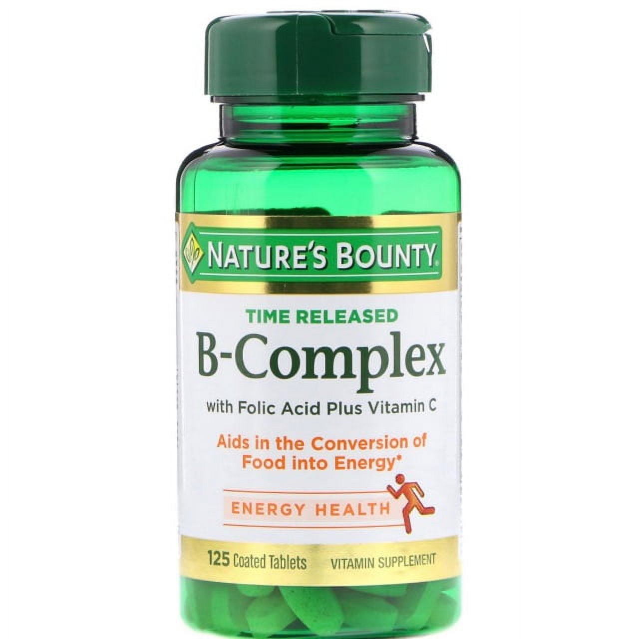 Nature's Bounty B-Complex With Folic Acid Plus Vitamin C Tablets 125 ea ...