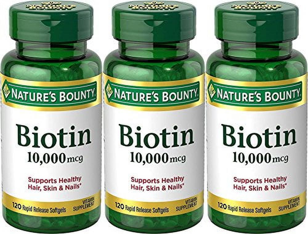 Nature's Bounty Biotin Rapid Release Softgels, 10000 mcg, Original, 120 ...