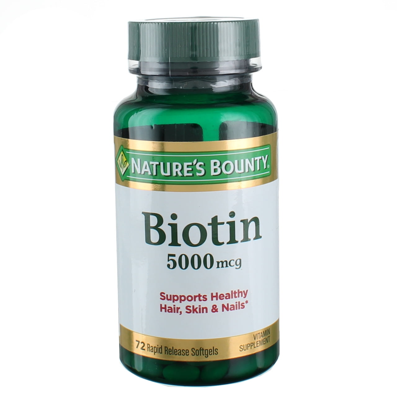 Nature's Bounty Biotin Rapid Release Softgels, 5000, Original, 72 Ct (4 ...