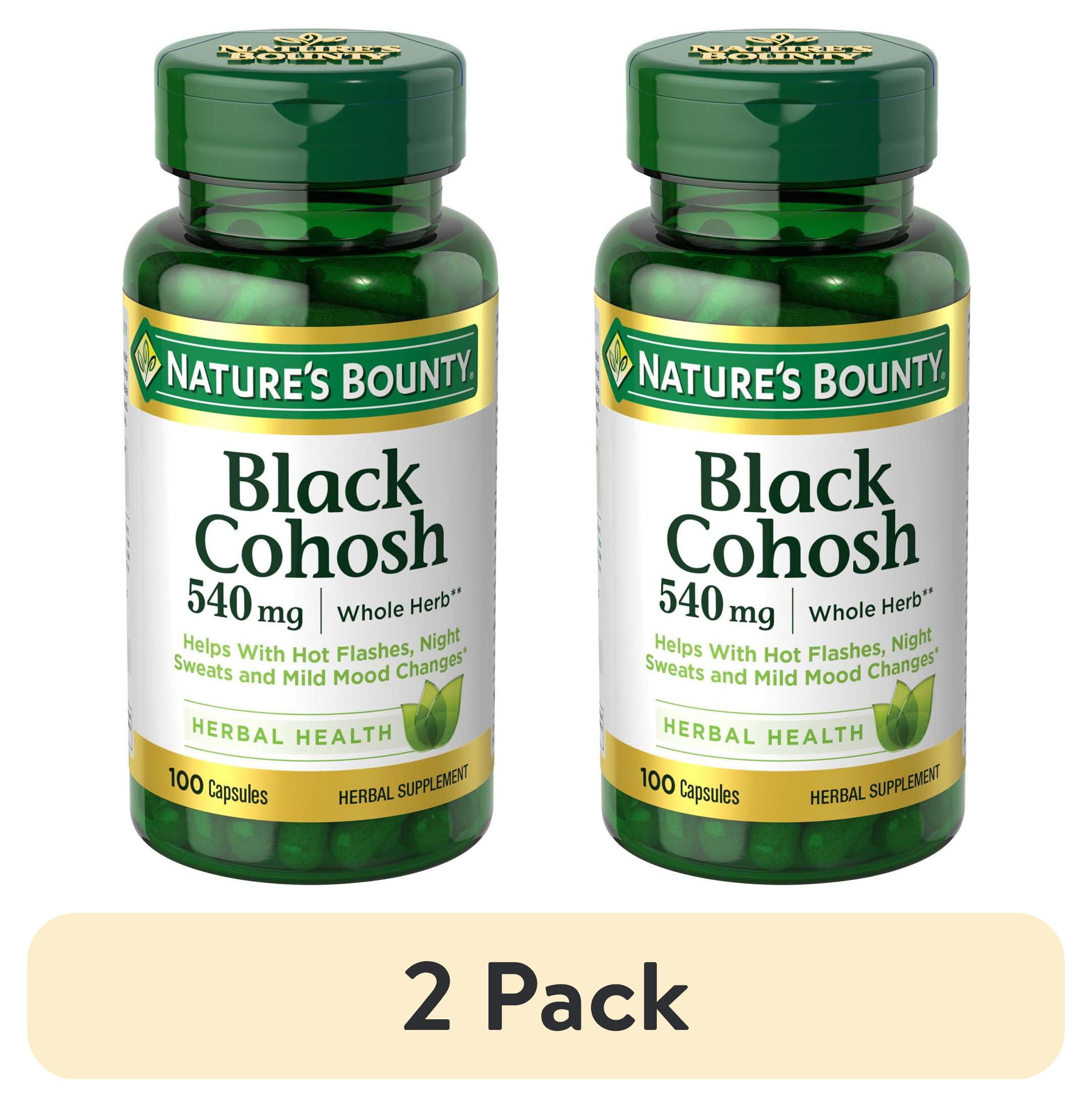 2 Pack Natures Bounty Black Cohosh Capsules Mood Hot Flash And