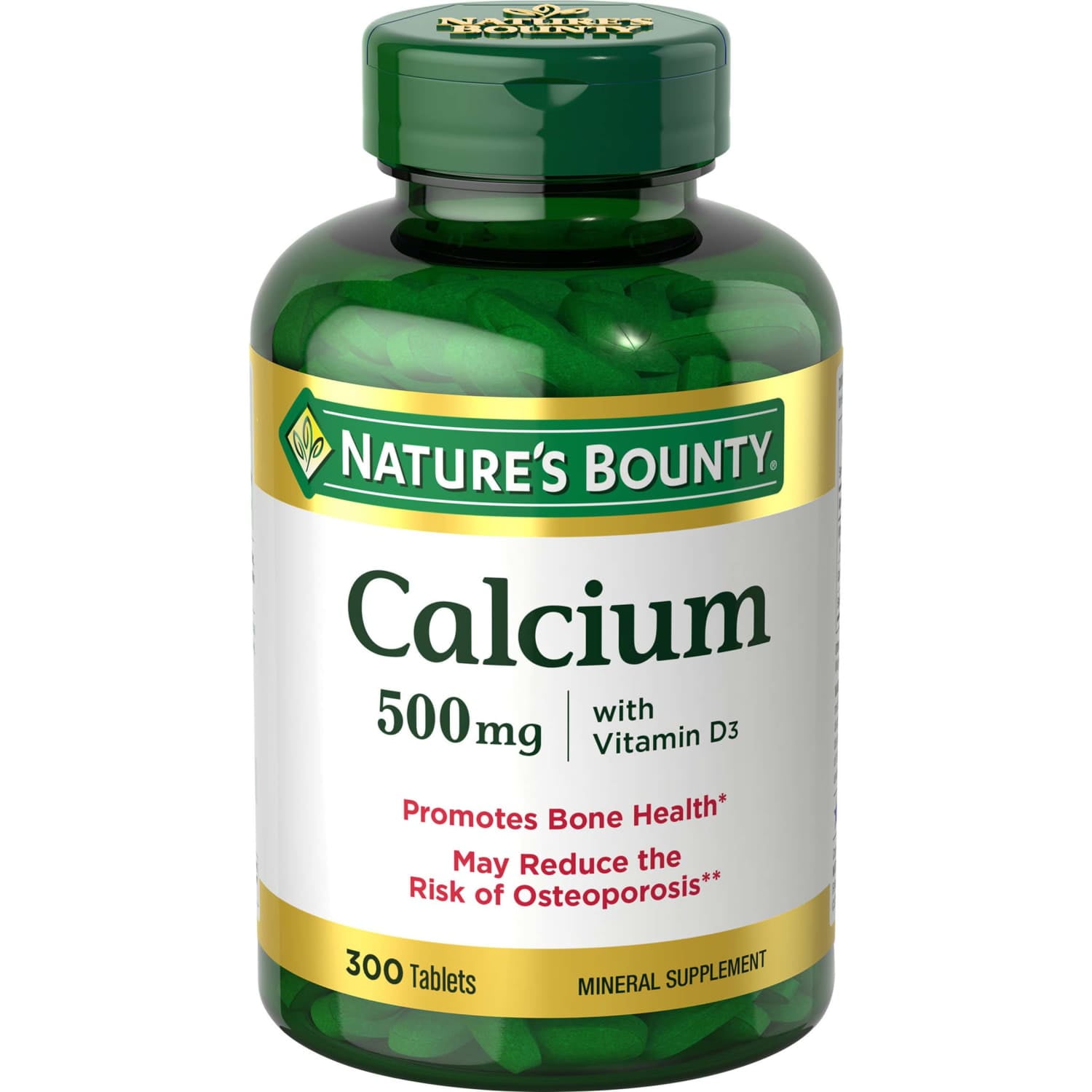 Nature's Bounty Calcium 500mg + Vitamin D3 10mcg Tablets, Bone & Immune ...