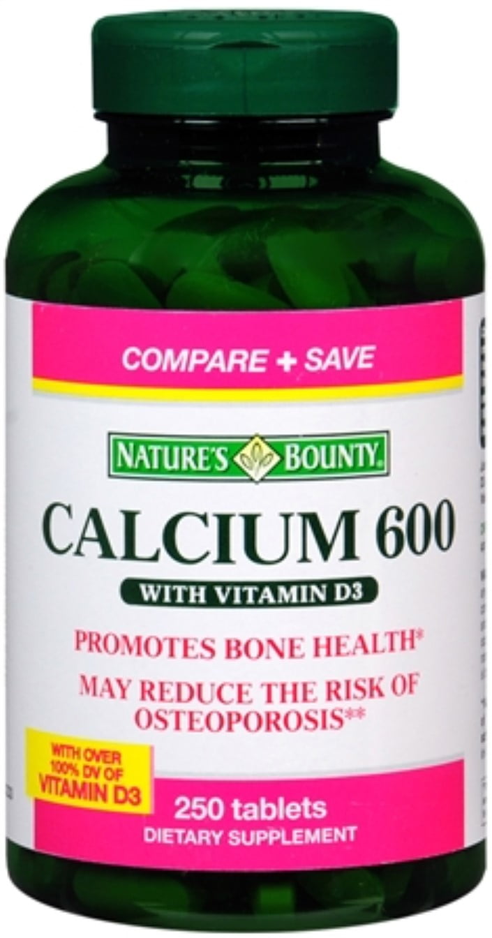 Nature's Bounty Calcium 600 With Vitamin D3 Tablets 250 Tablets - Walmart.com