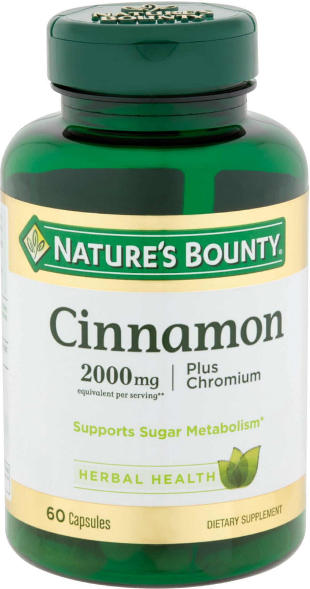 Nature's Bounty Cinnamon 2000mg Plus Chromium, Dietary Supplement ...