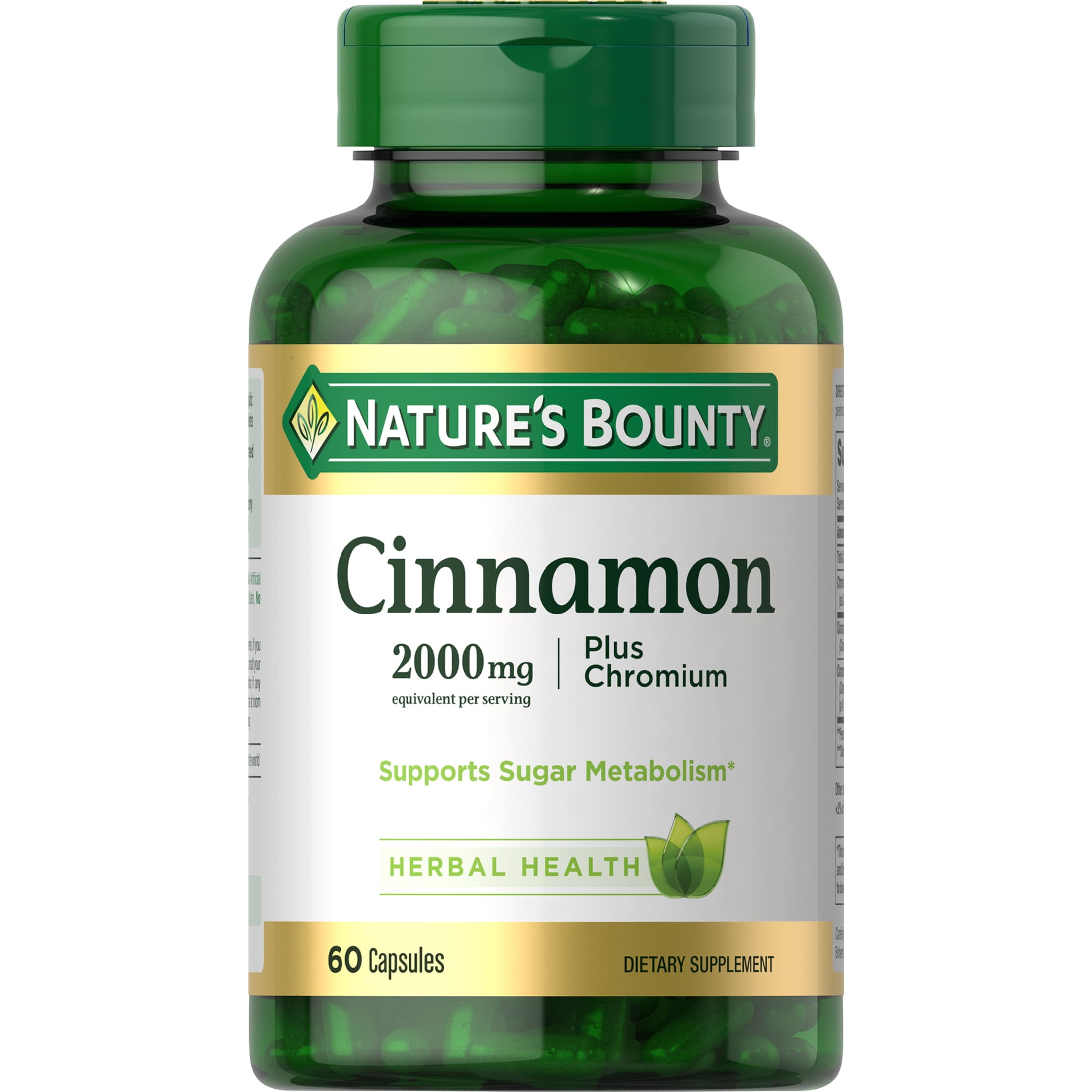 Nature’s Bounty Health Support Cinnamon + Chromium Supplement, 2000mg ...