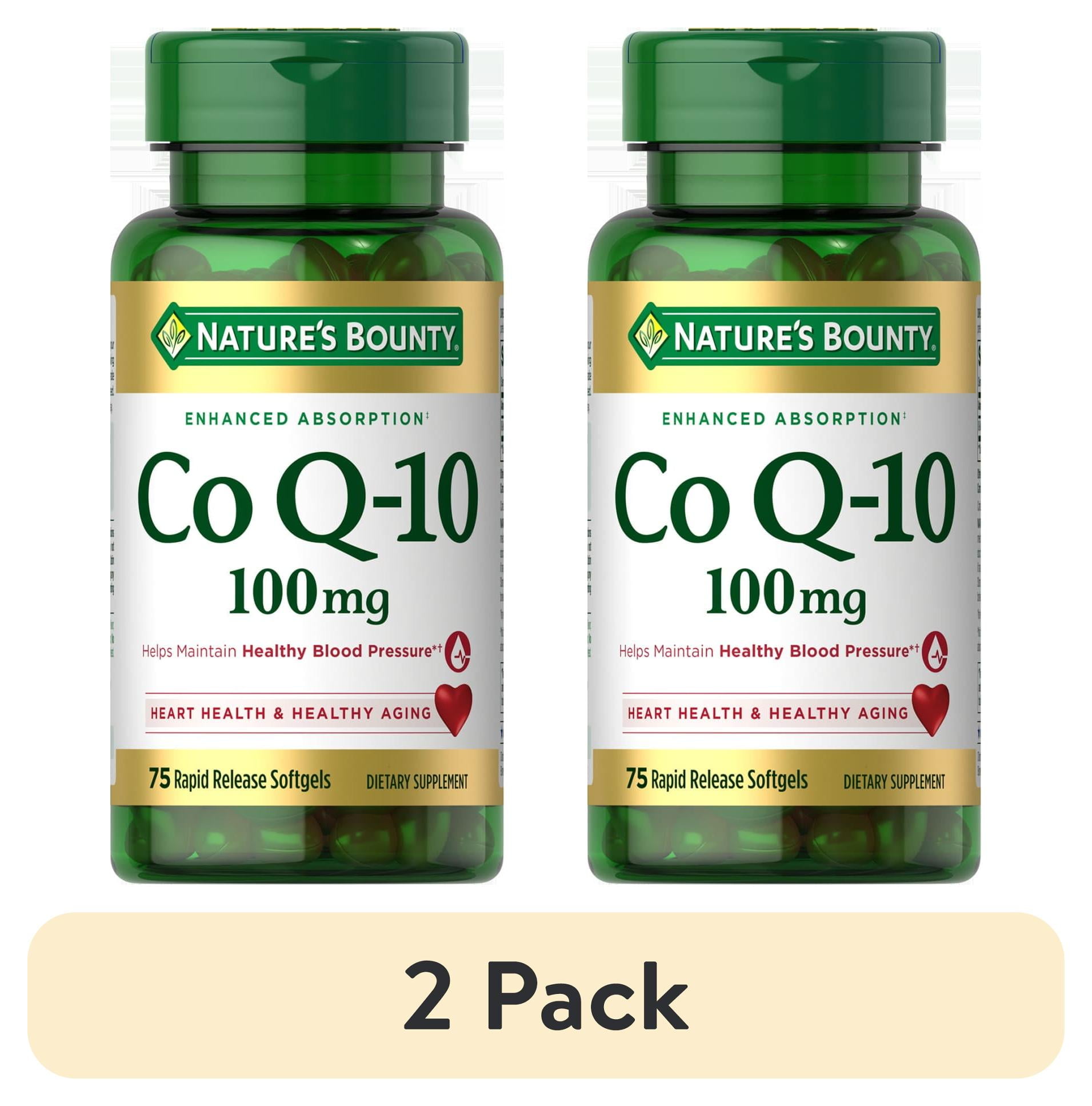 (2 pack) Nature's Bounty CoQ10 100 mg Rapid Release Softgels for Heart ...
