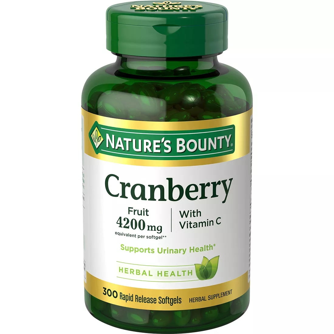Nature's Bounty Cranberry Fruit 4200 mg Plus Vitamins, 300 ct, Supports Urinary Health, Gluten ...