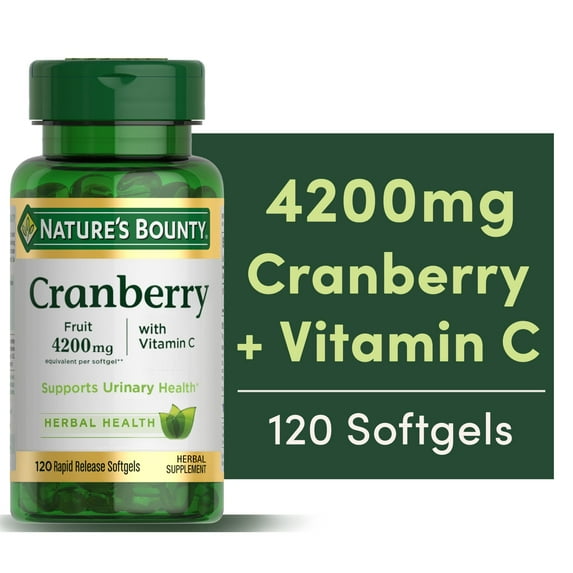 Nature's Bounty Cranberry Pills, 4200 Mg, 120 Ct, Vitamin C & E, Dietary Supplement, Twin-Pack ...