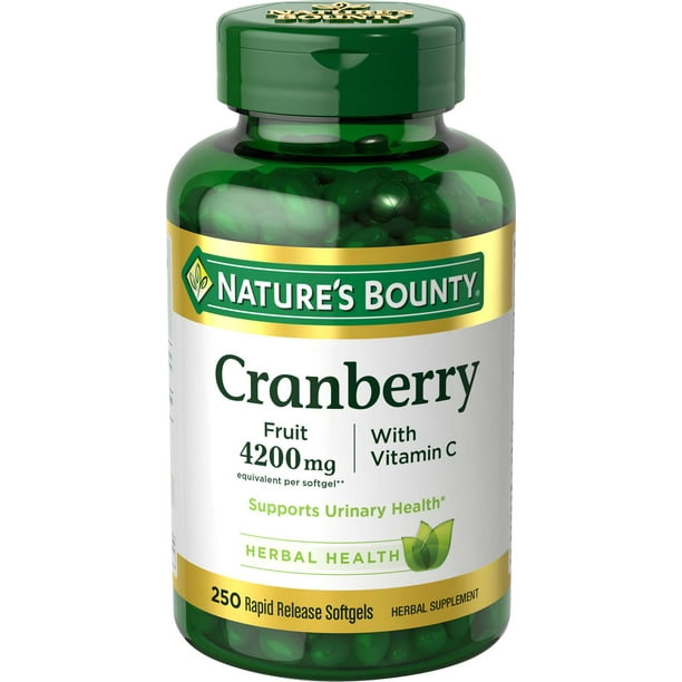 Nature’s Bounty Cranberry Supplement with Vitamin C, 4200mg, 250 Count - Walmart.com