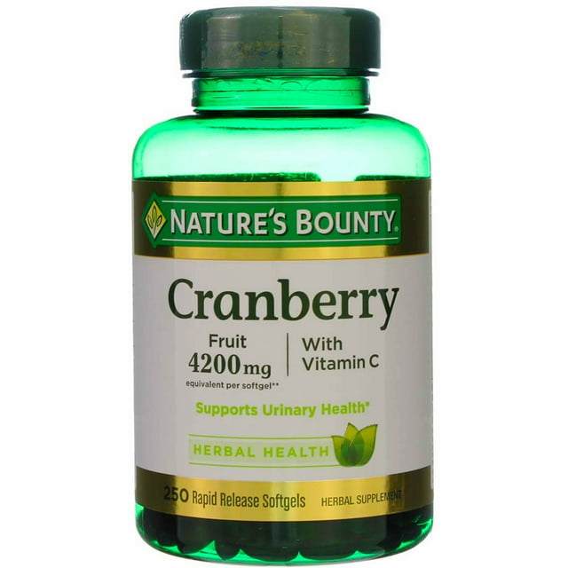 Nature's Bounty Cranberry Fruit with Vitamin C 4200 mg, Immune Support, 250 Softgels, Pack of 2 ...