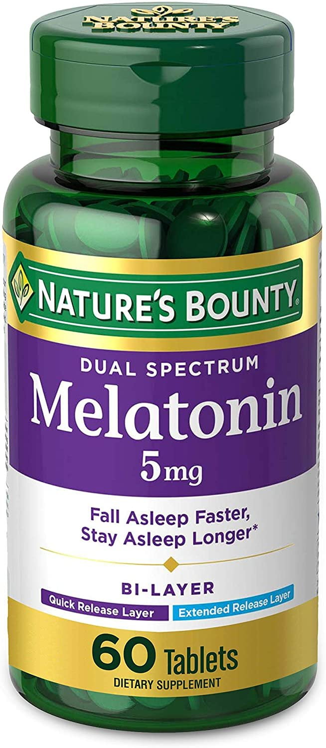 Nature's Bounty Dual Spectrum Melatonin Sleep Faster & Longer 5 Mg, 60 ...
