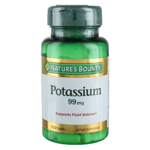 Nature's Bounty Dietary Potassium Capletss, 99 mg, 100 Ct (6 pack ...