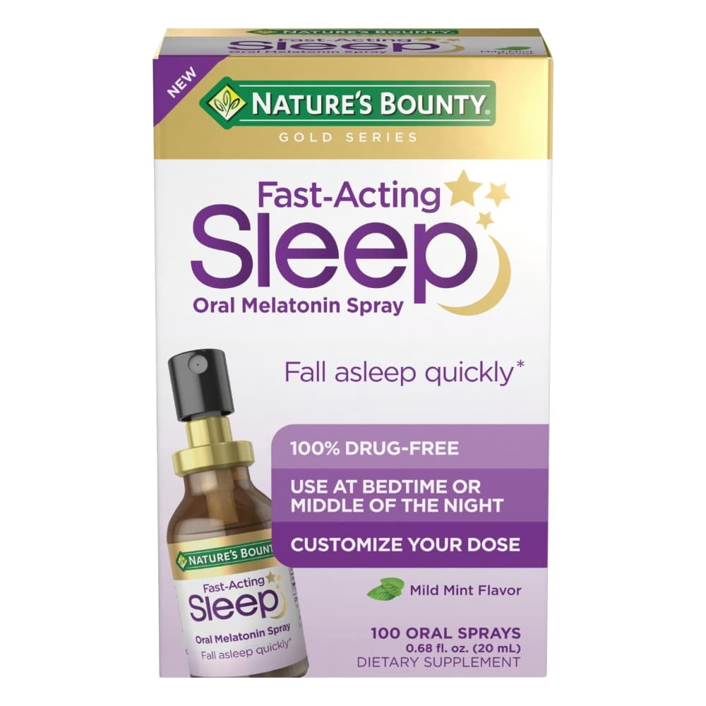 Nature’s Bounty Fast Acting Melatonin Sleep Aid Spray, Mild Mint, 100 ...