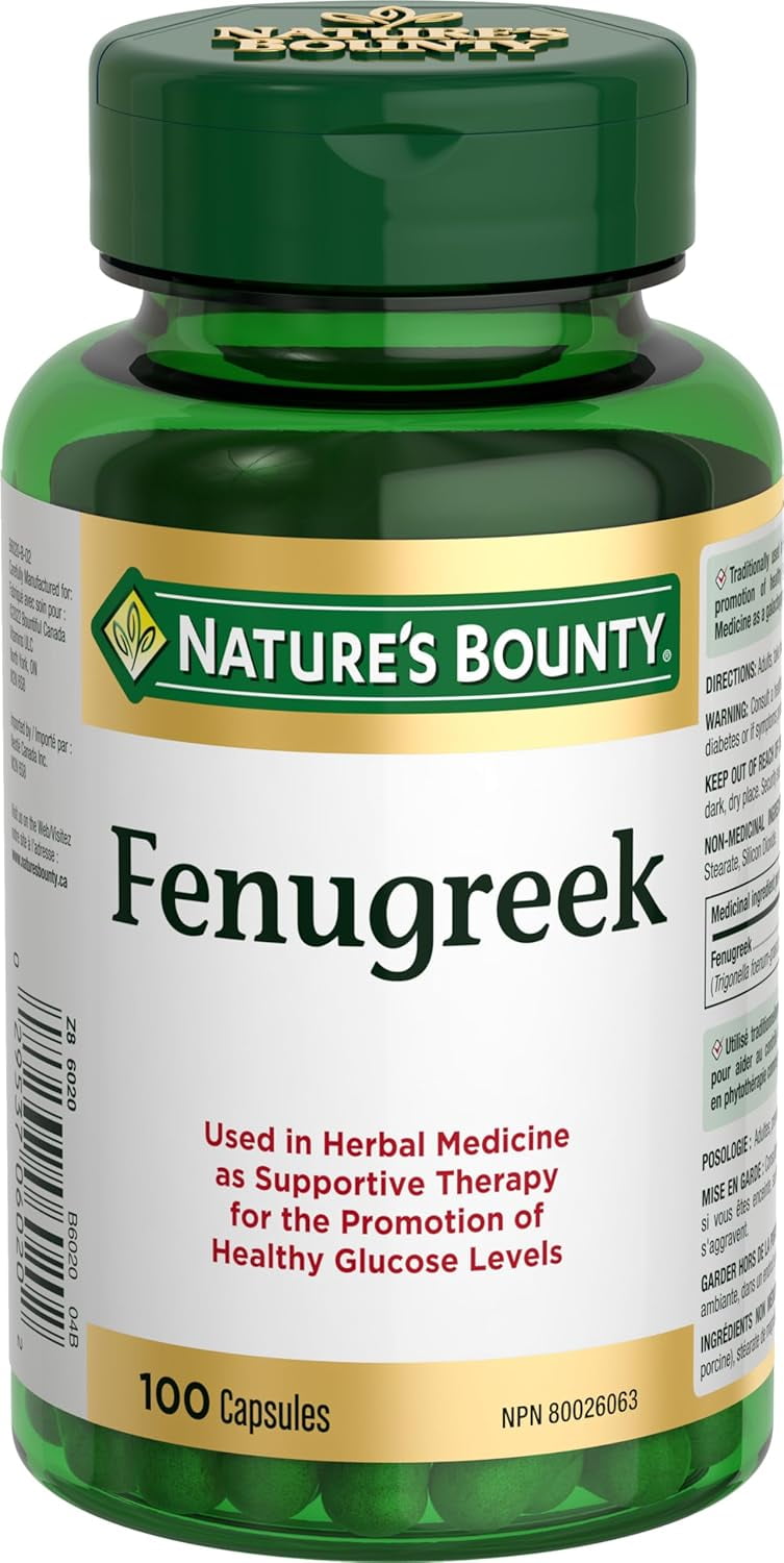 Nature's Bounty Fenugreek, 100 Count with Gelatin, Contains Silica ...