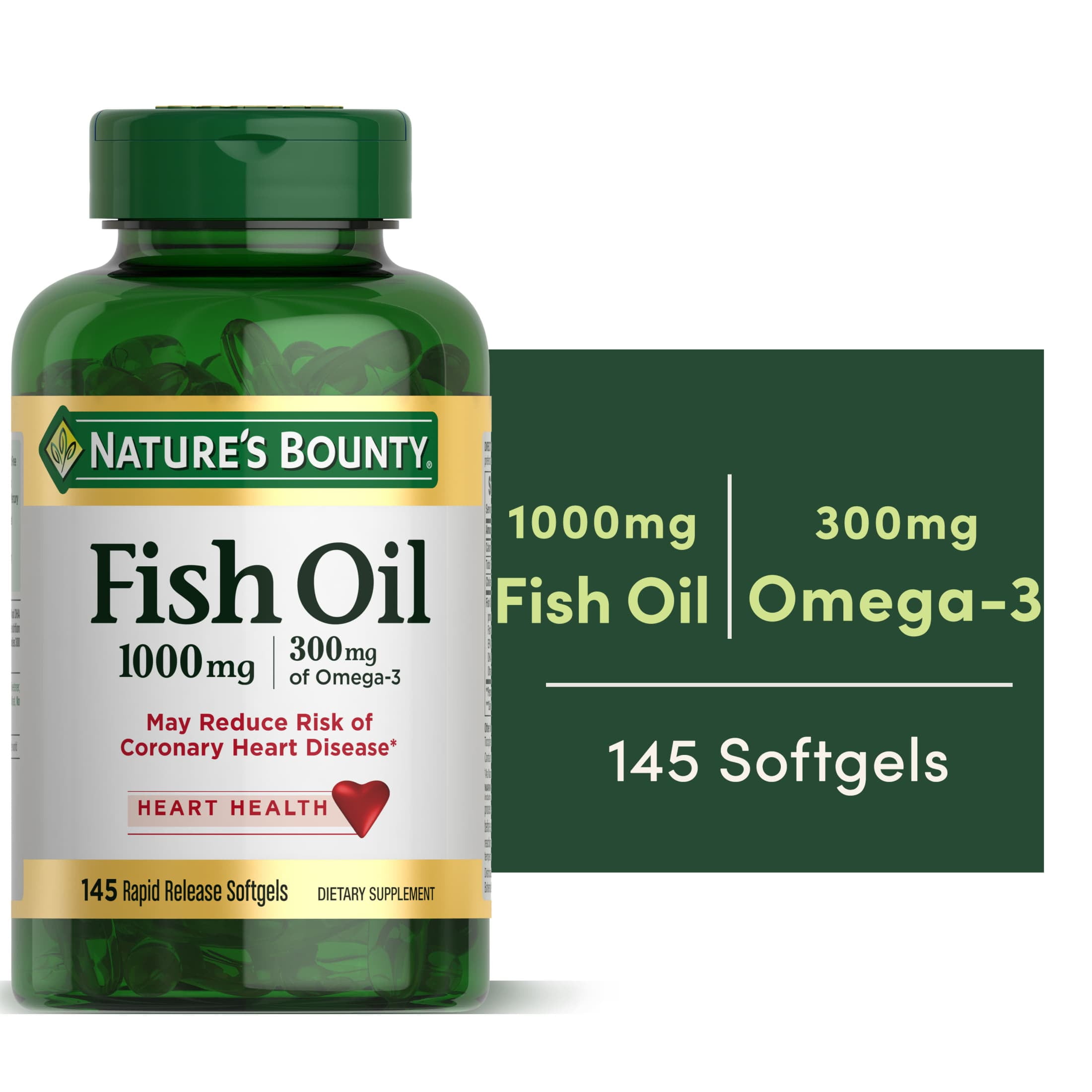 Nature's Bounty Fish Oil With Omega 3 Softgels, 1000 Mg, 145 Ct ...