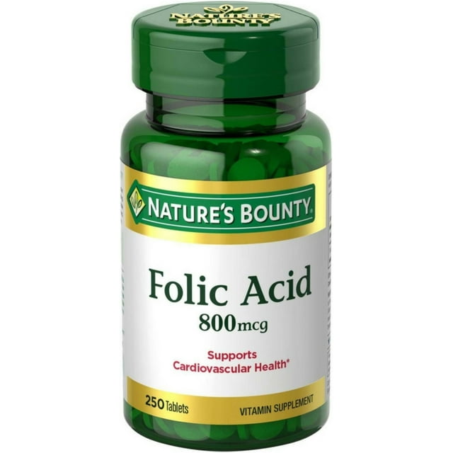 Nature's Bounty Maximum Strength Folic Acid 800 mcg, 250 Tablets (Pack of 2) - Walmart.com