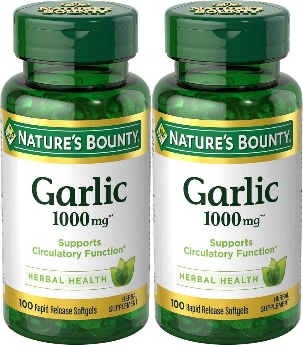 Nature's Bounty Garlic Extract 1000 mg Softgels 100 ea (Pack of 2 ...