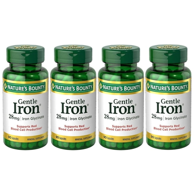 Nature's Bounty Gentle Iron 28 mg, Nutritional Supplement Pills, 90 ...